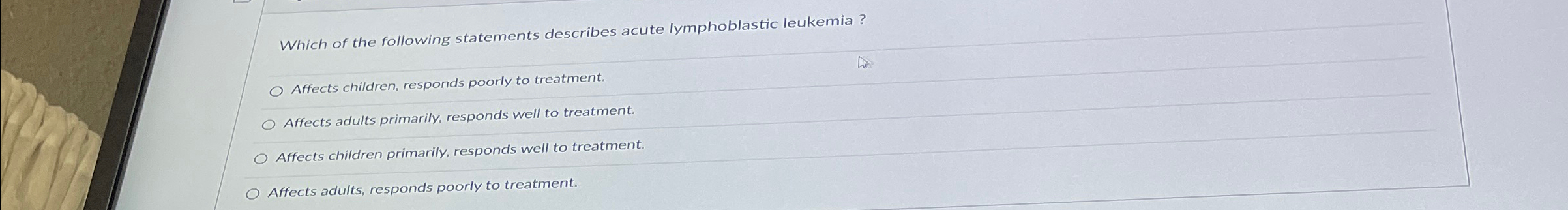 Solved Which of the following statements describes acute | Chegg.com