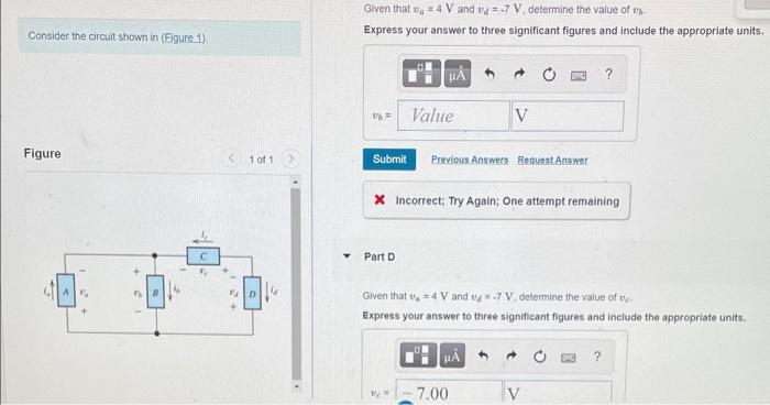 Solved Given that va=4 V and vd=−7 V, determine the value of | Chegg.com