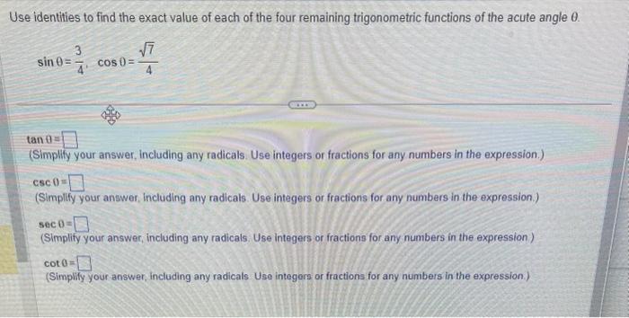 Solved Use identities to find the exact value of each of the | Chegg.com