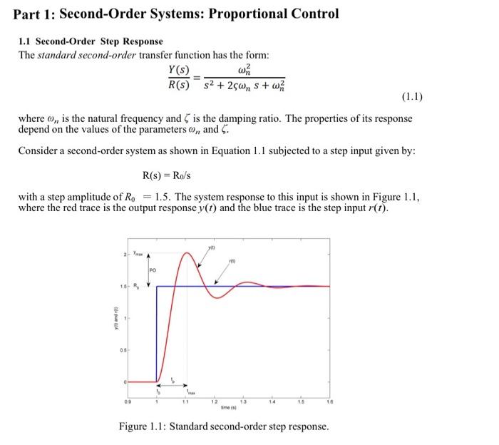 Part 1: Second-Order Systems: Proportional Control | Chegg.com