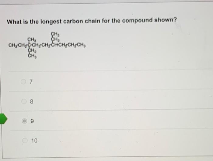 Solved What is the longest carbon chain for the compound | Chegg.com