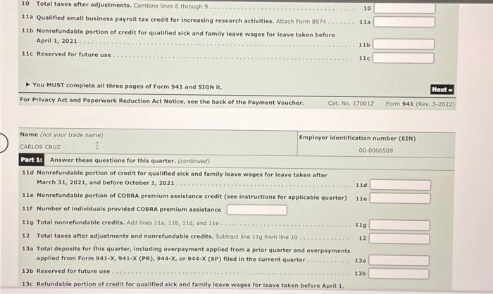 10 Total taxes after adjustments. Combine lines 6 | Chegg.com