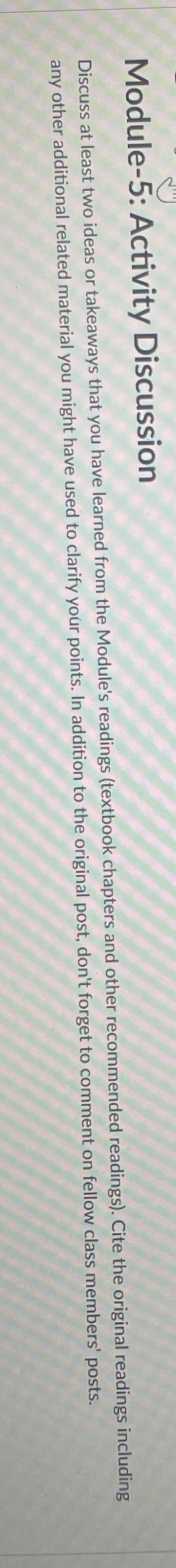 Solved Module-5: Activity Discussion any other additional | Chegg.com