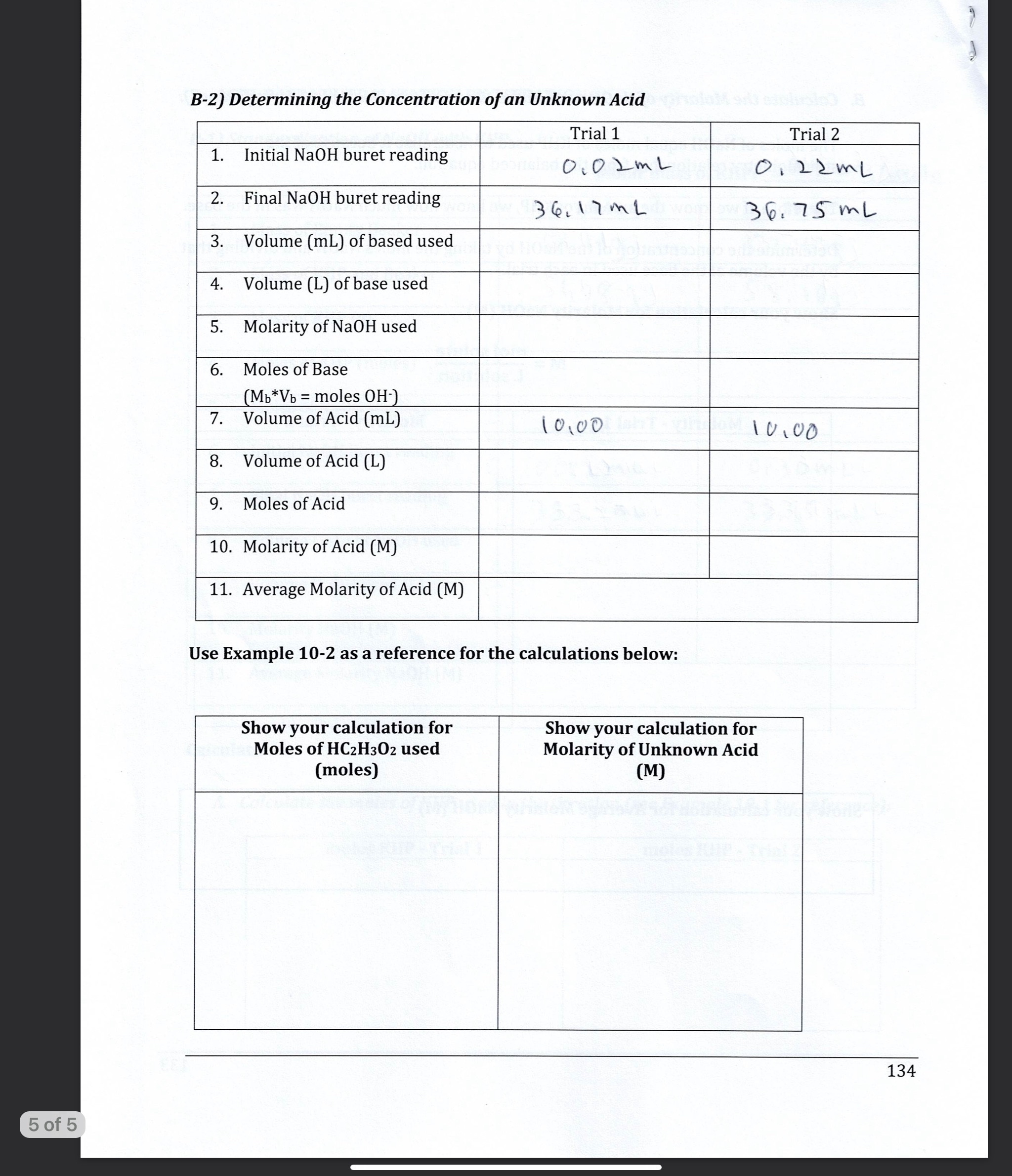 B-2) ﻿Determining the Concentration of an Unknown | Chegg.com