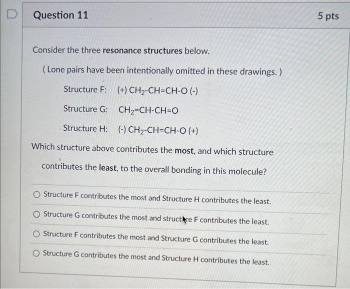Solved Consider the three resonance structures below. (Lone | Chegg.com