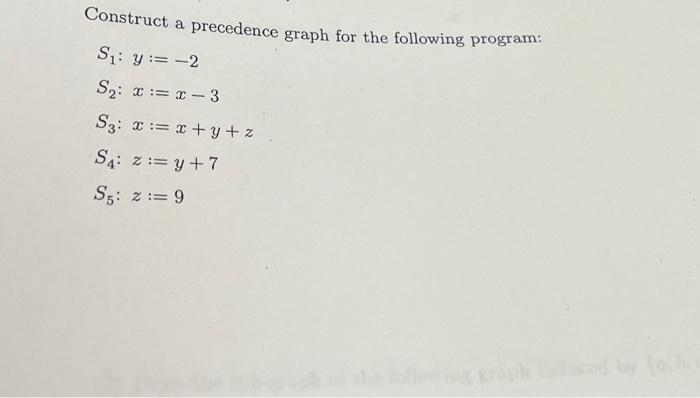 Solved Construct a precedence graph for the following | Chegg.com Solved Construct a precedence graph for the following | Chegg.com