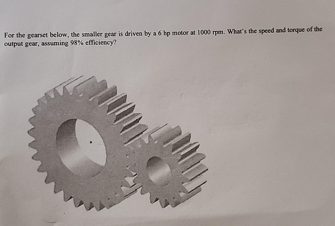 Solved For the gearset below, the smaller gear is driven by | Chegg.com