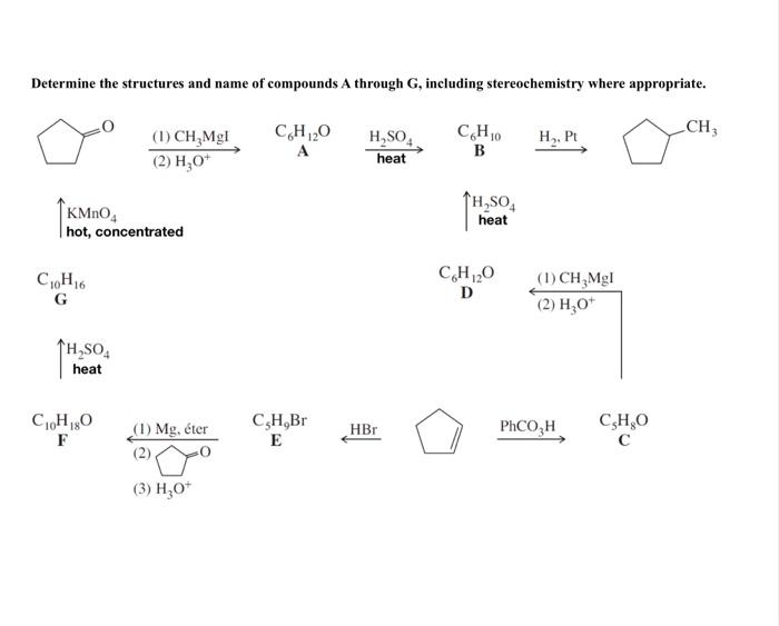 Solved Determine the structures of compounds Athrough G, | Chegg.com