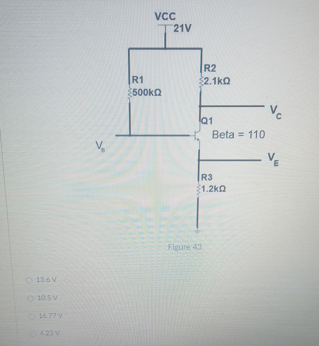 Solved VCC T16V 33.9k R1 368k Vc Q1 Beta = 85 VE V R2 $9.1k | Chegg.com