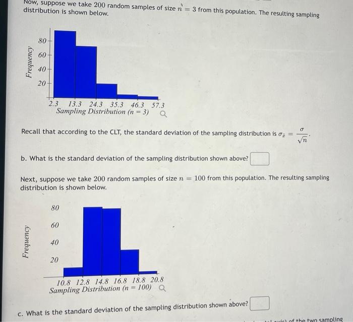 Solved Now, suppose we take 200 random samples of size n = 3 | Chegg.com
