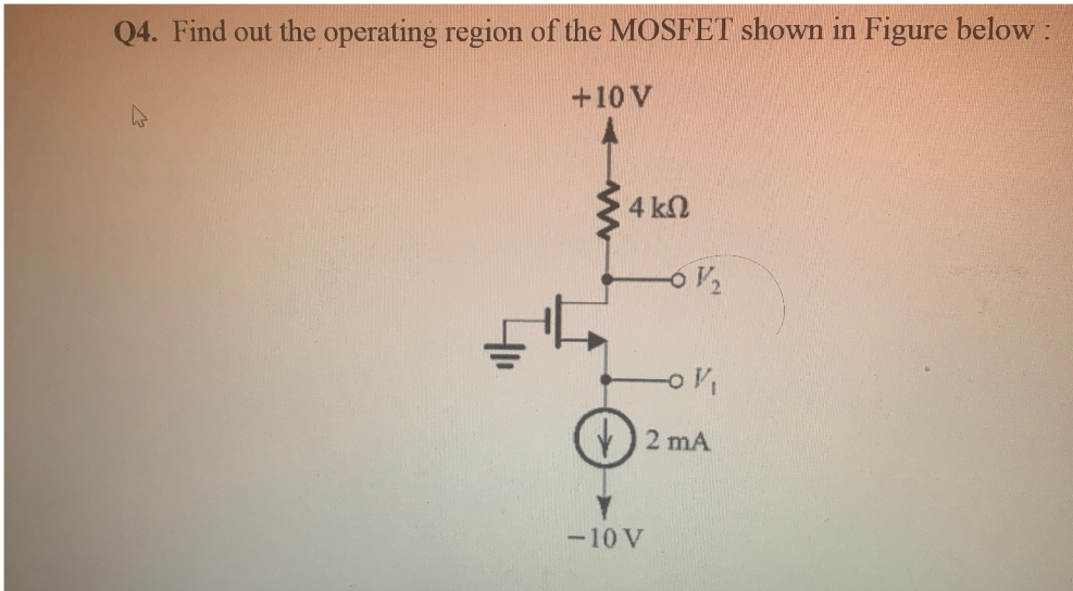 Solved Q4. ﻿Find out the operating region of the MOSFET | Chegg.com