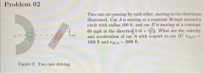 Solved Problem 02 Two cars are passing by each other, moving | Chegg.com