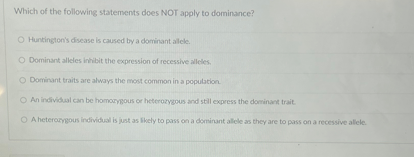 Solved Which of the following statements does NOT apply to | Chegg.com