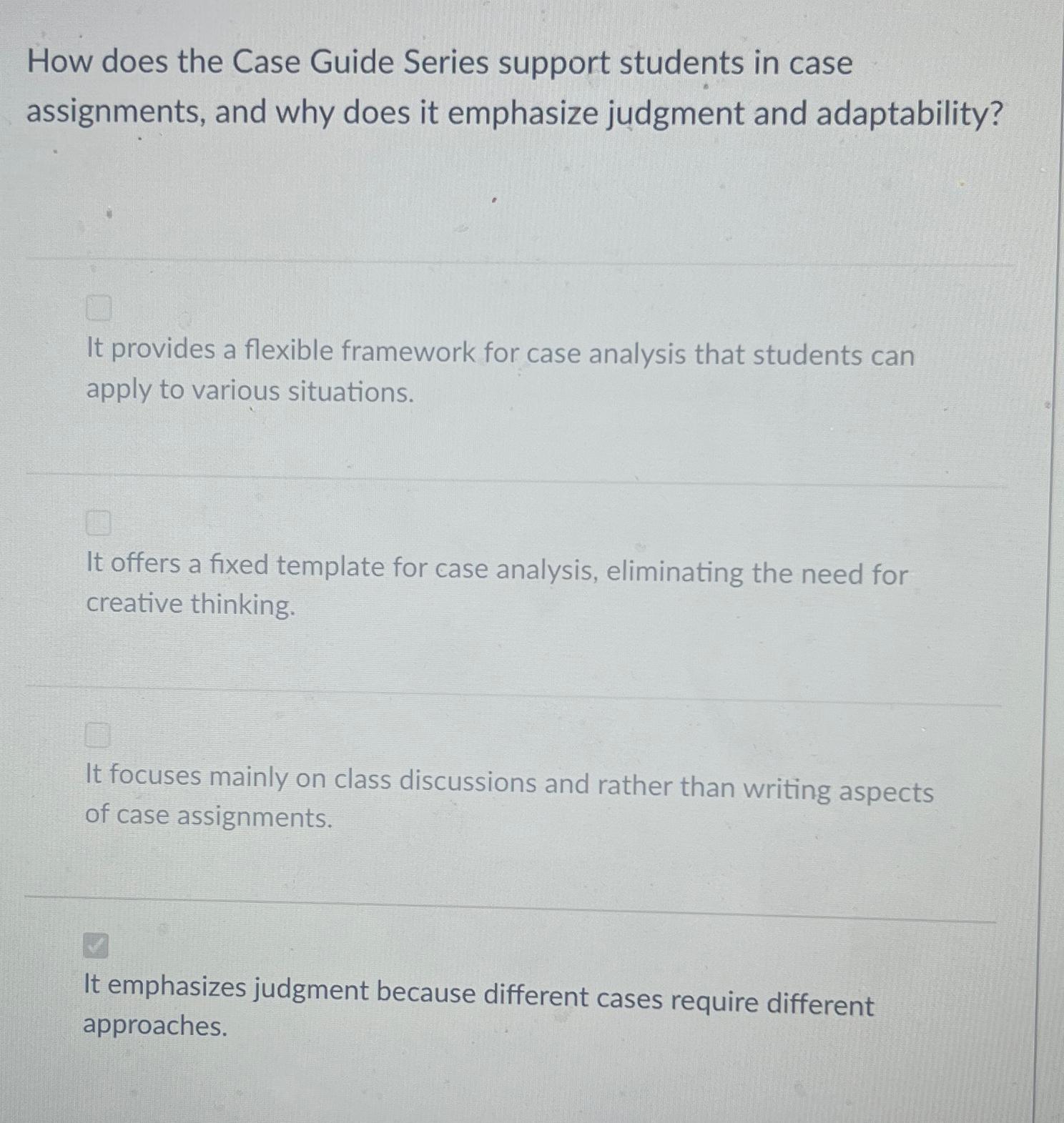 Solved How does the Case Guide Series support students in | Chegg.com