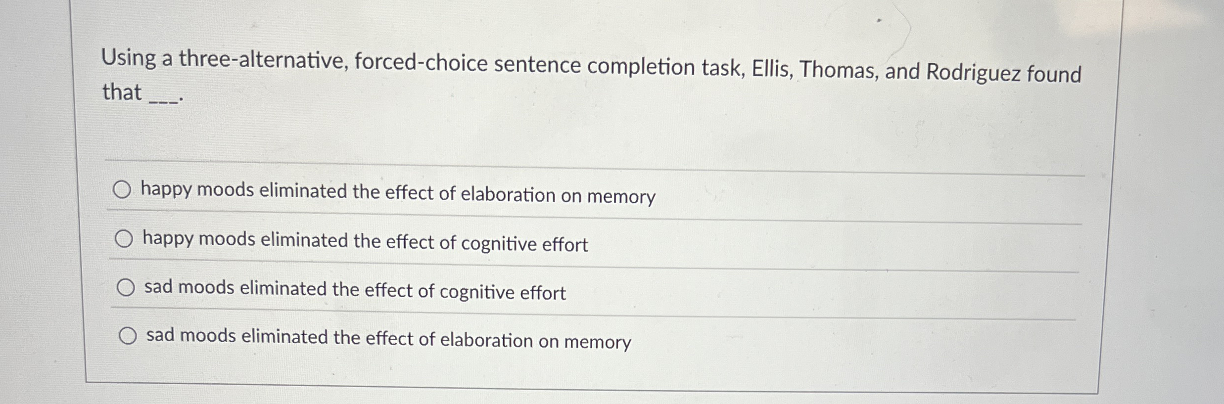 Solved Using a three-alternative, forced-choice sentence | Chegg.com