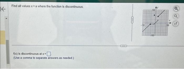 Solved Find all values x=a where the function is | Chegg.com