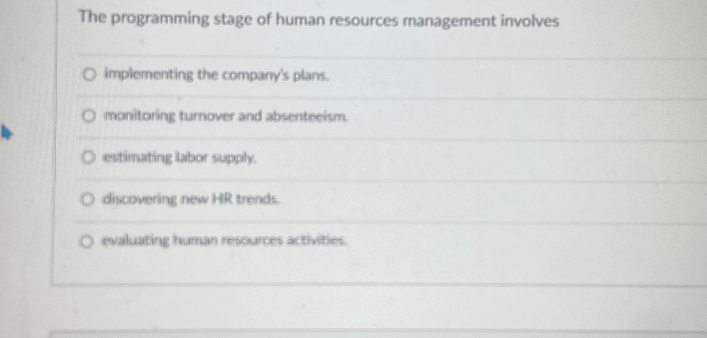 Solved The programming stage of human resources management | Chegg.com