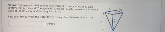 Solved An inverted pyramid is being filled with water at a | Chegg.com