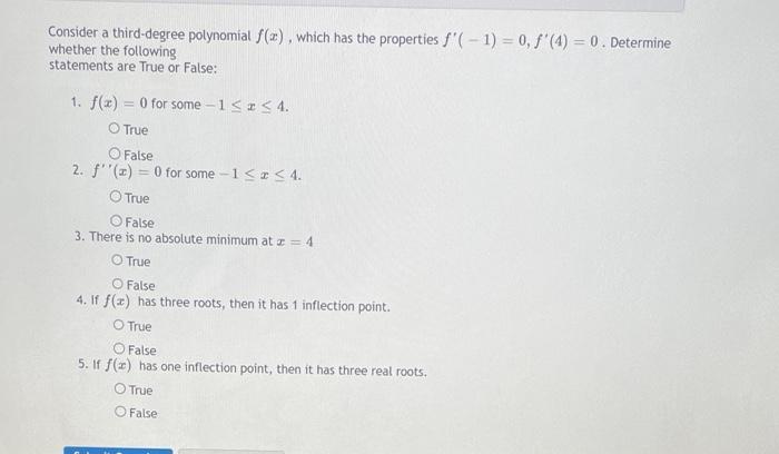 Solved Consider a third-degree polynomial f(x), which has | Chegg.com