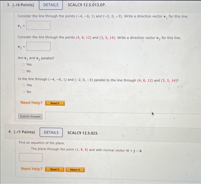 Solved Consider the line through the points (−4,−6,1) and | Chegg.com
