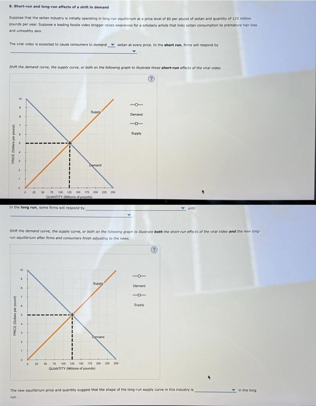 Solved Short-run and long-run effects of a shift in | Chegg.com