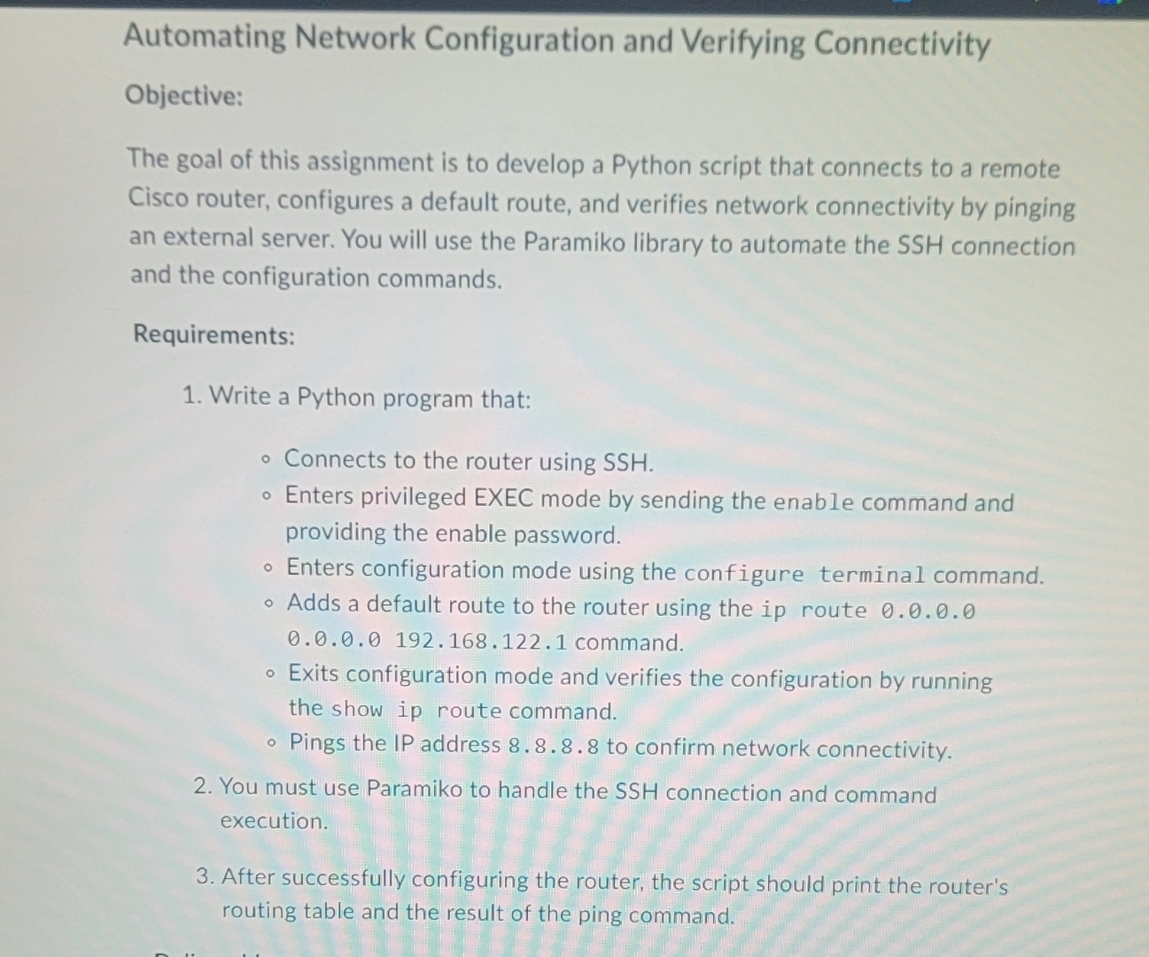 Solved Automating Network Configuration and Verifying | Chegg.com
