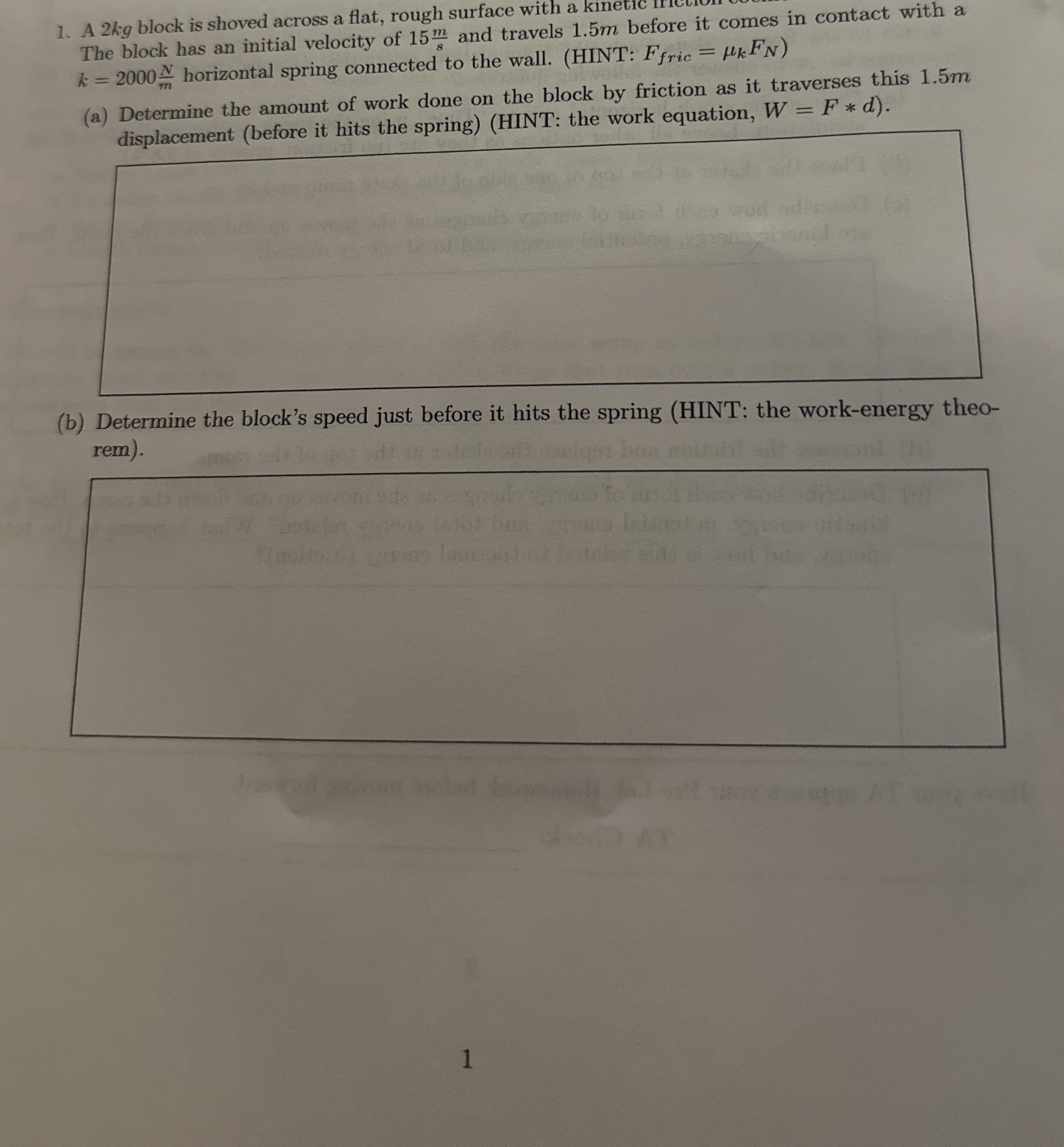 Solved A 2 ﻿kg block is shoved across a flat, rough surface | Chegg.com