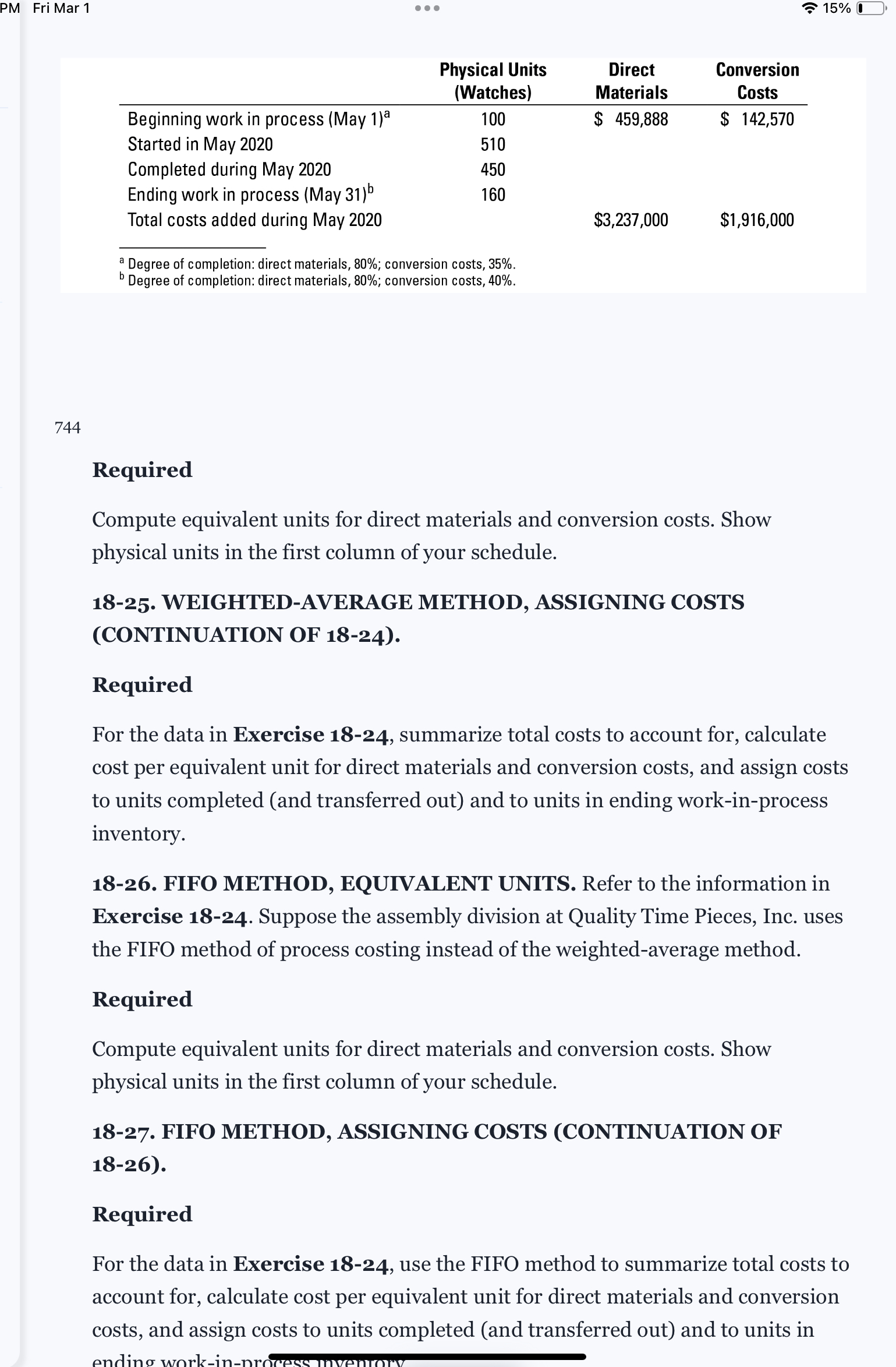 Solved Exercise 18-24. ﻿Suppose the assembly division at | Chegg.com