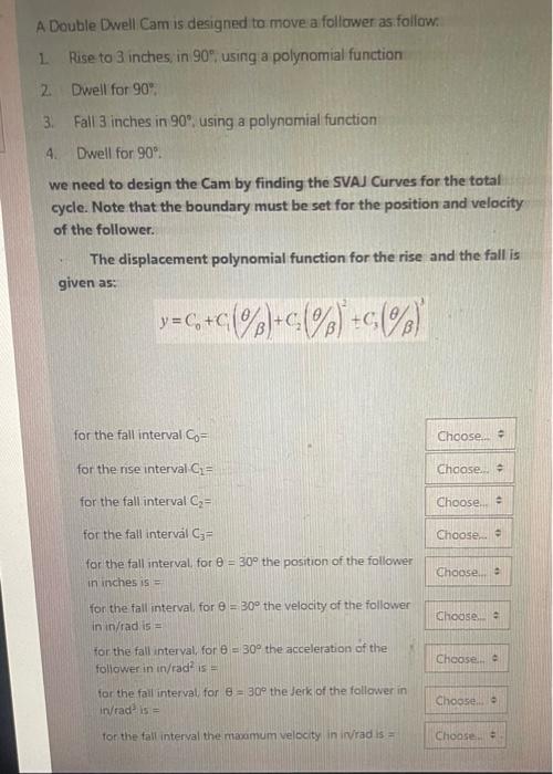 Solved A Double Dwell Cam is designed to move a follower as | Chegg.com