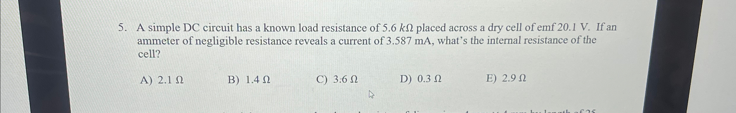Solved A simple DC circuit has a known load resistance of | Chegg.com