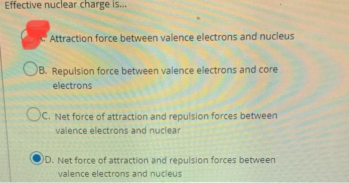 Solved Effective nuclear charge is... Attraction force | Chegg.com