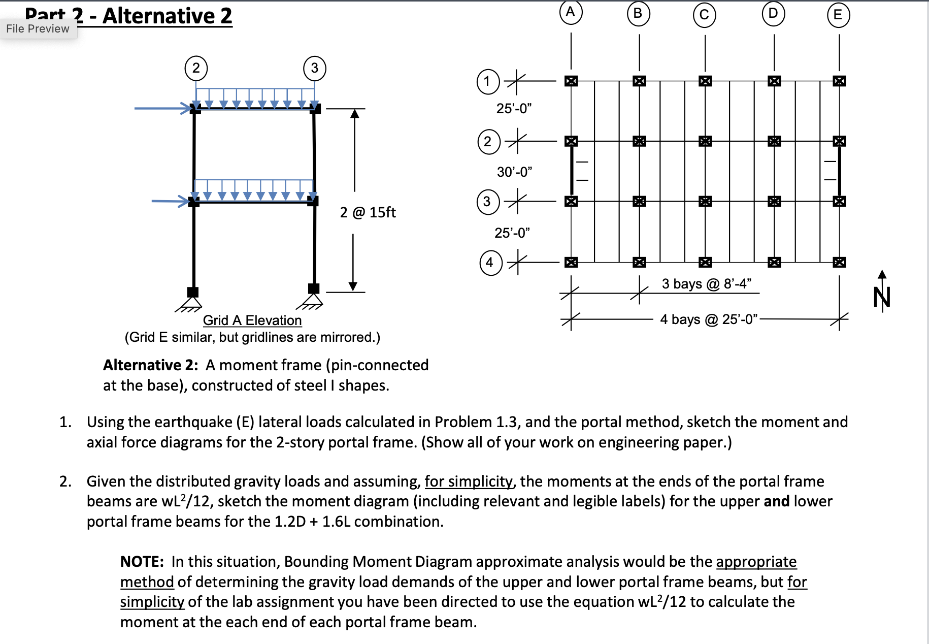 2: A moment frame (pin-connected at the base), | Chegg.com