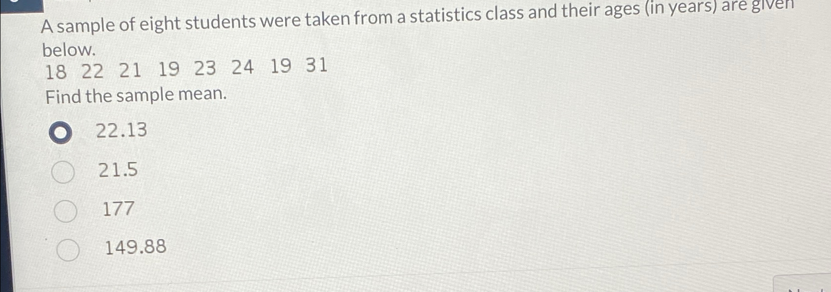 Solved A sample of eight students were taken from a | Chegg.com