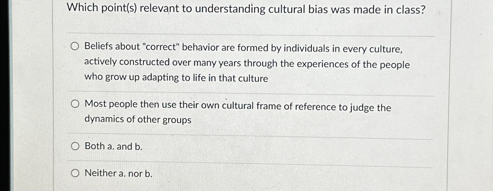 Solved Which point(s) ﻿relevant to understanding cultural | Chegg.com