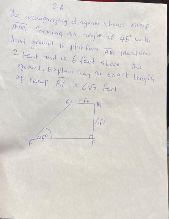 Solved 2A Am forming The accompanying diagram Shows ramp an | Chegg.com