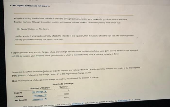 Solved 4. Net capital outflow and net experts An open | Chegg.com