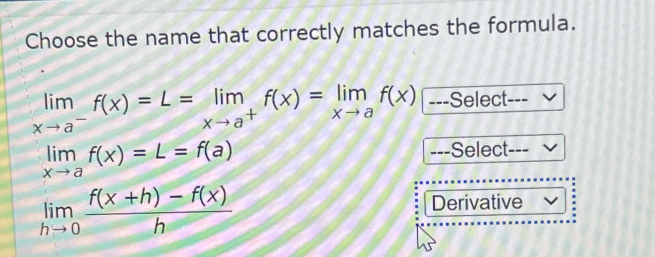 Solved Choose the name that correctly matches the | Chegg.com