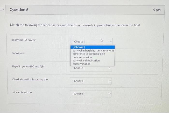 Solved Match The Following Virulence Factors With Their
