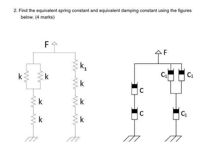 Solved 2. Find the equivalent spring constant and equivalent | Chegg.com