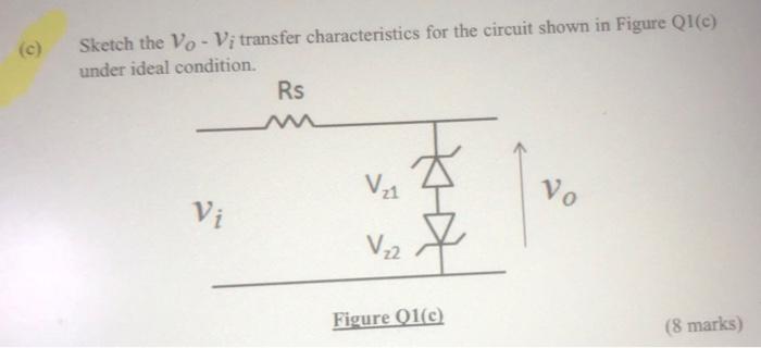 Solved Sketch the Vo - Vi transfer characteristics for the | Chegg.com