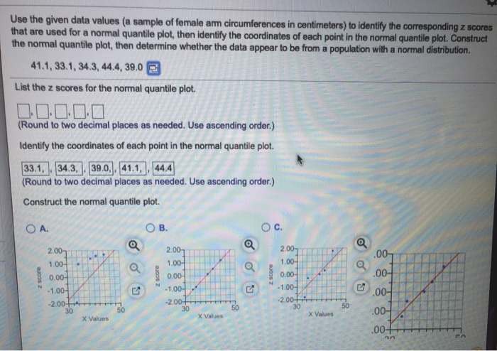 Solved Use the given data values (a sample of female arm | Chegg.com