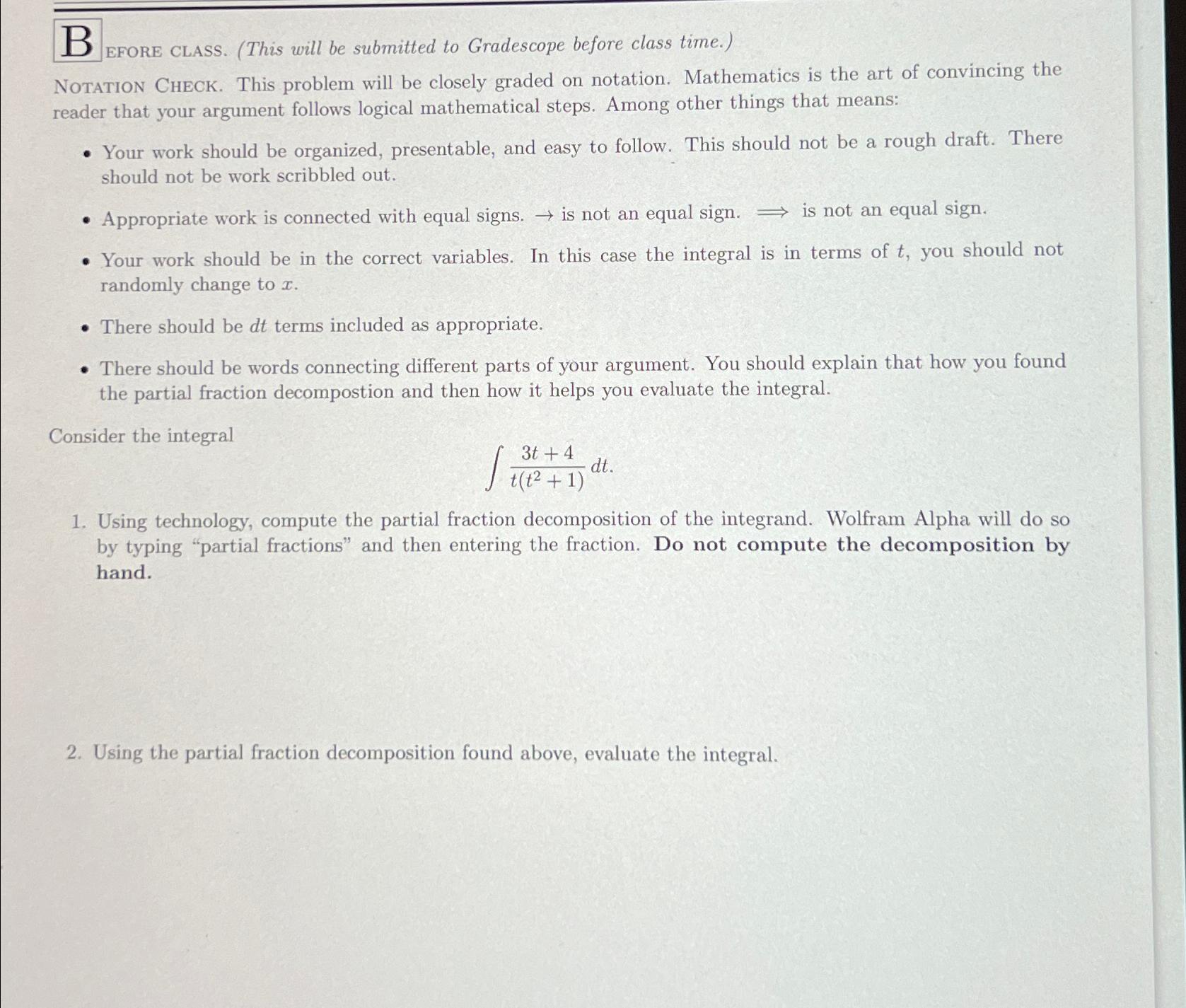 Solved B EFORE CLASS. (This will be submitted to Gradescope | Chegg.com