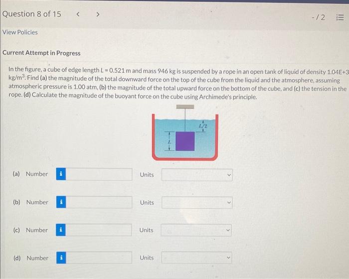 Solved In the figure, a cube of edge length L=0.521 m and | Chegg.com