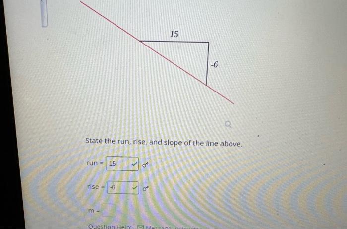 Solved State the run, rise, and slope of the line above. | Chegg.com