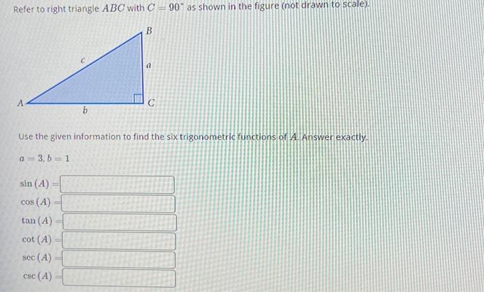 Solved Refer to right triangle ABC with C=90∘ as shown in | Chegg.com