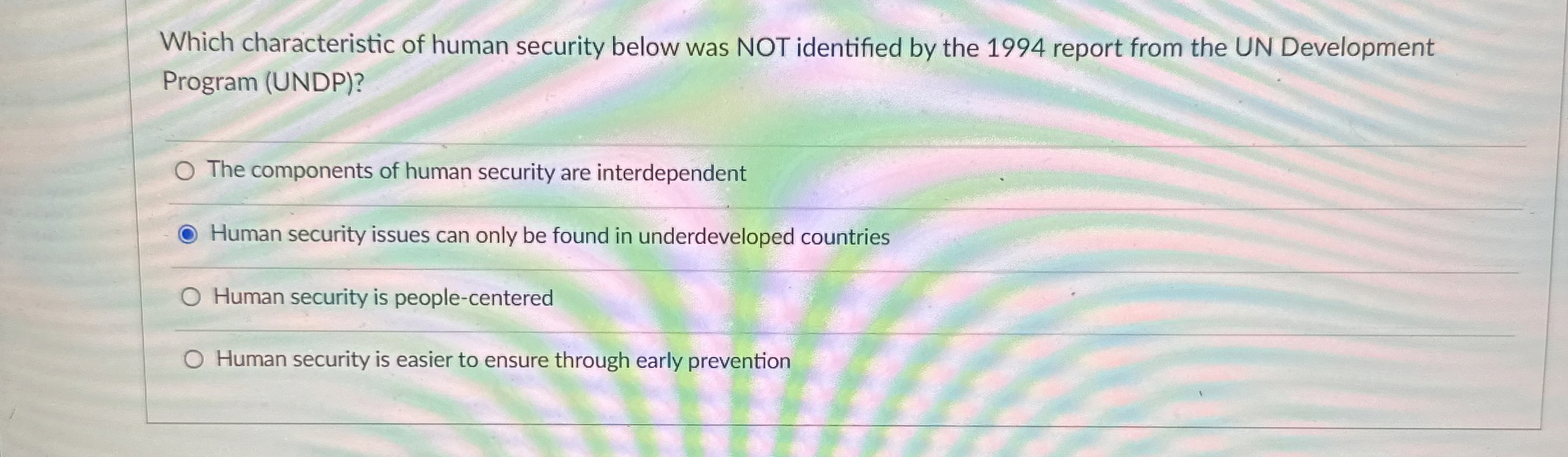 Solved Which characteristic of human security below was NOT | Chegg.com