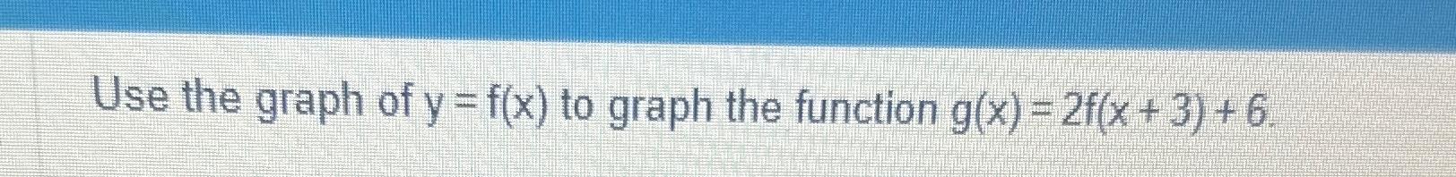 Solved Use the graph of y=f(x) ﻿to graph the function | Chegg.com