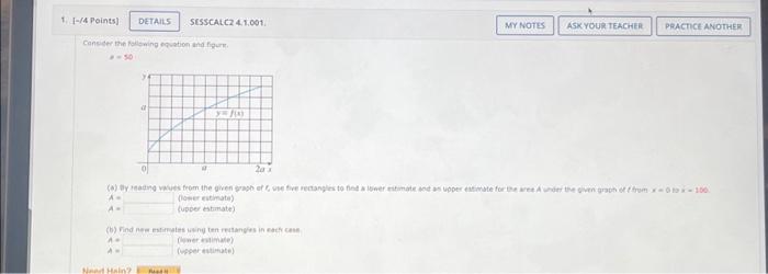 Solved A= dower extimate) 4= A. (oner calimate) | Chegg.com