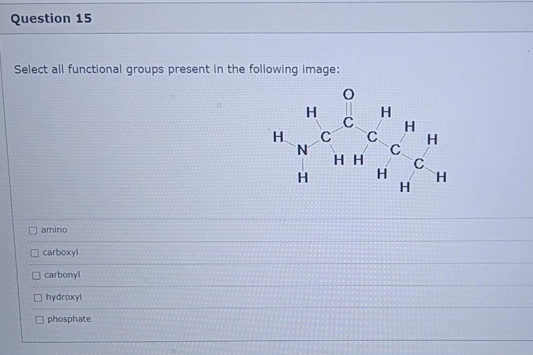Solved Question 15Select all functional groups present in | Chegg.com