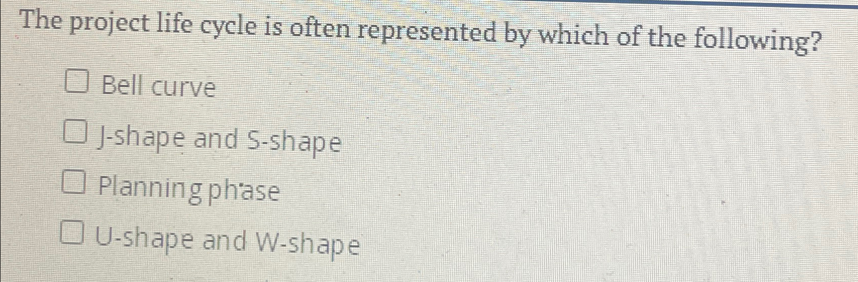 Solved The project life cycle is often represented by which | Chegg.com